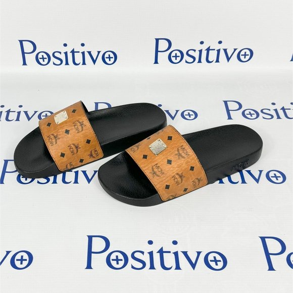 MCM | Shoes | Mcm Womens Cognac Visetos Rubber Slides Us 5 Eu 35 | Poshmark